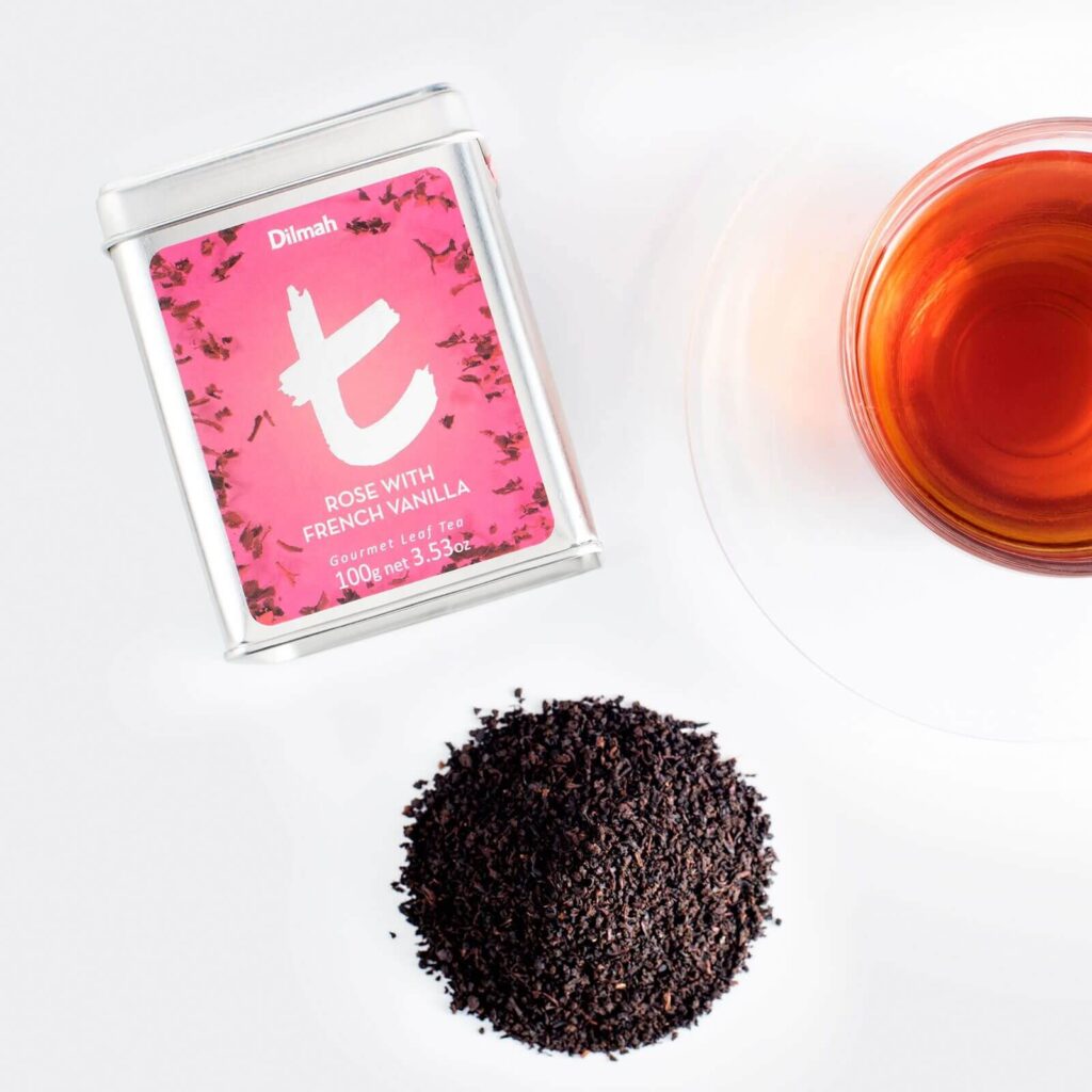 Dilmah Rose with French vanilla Ceylon Loose leaf tea - Ceylon tea brew UK