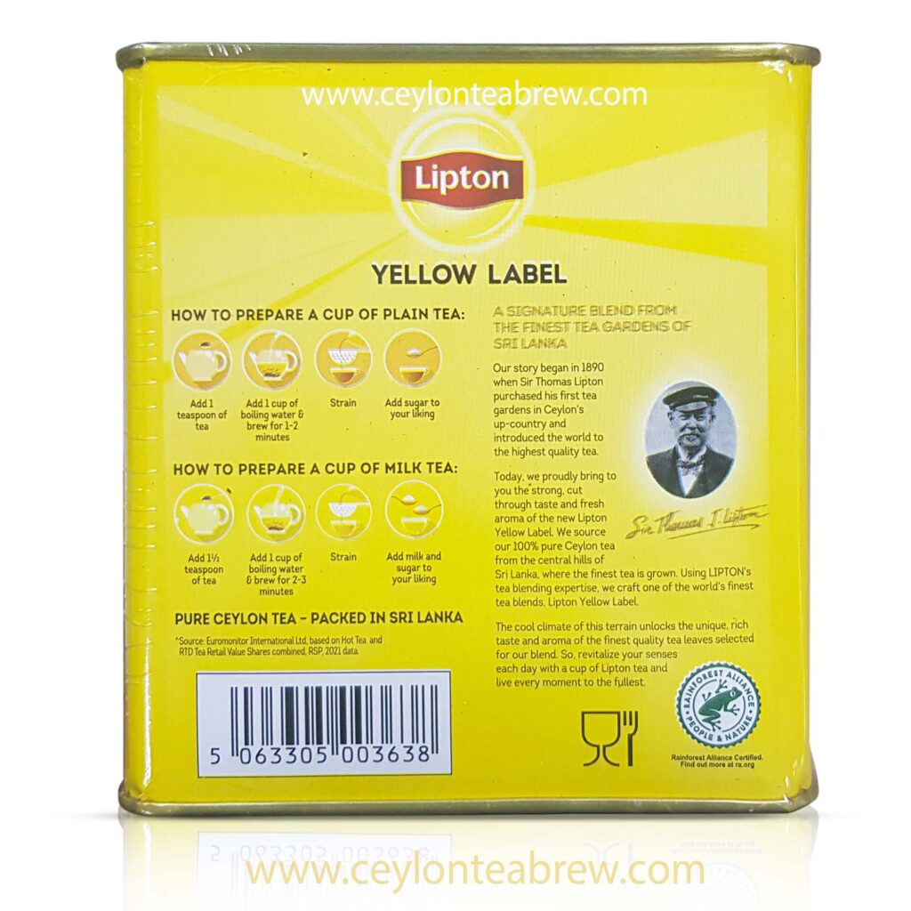 Ceylon Lipton yellow label leaf Black Tea in caddy rich aroma 500g ...